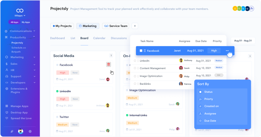Kanban Boards for Project Management | Projectsly by 500apps